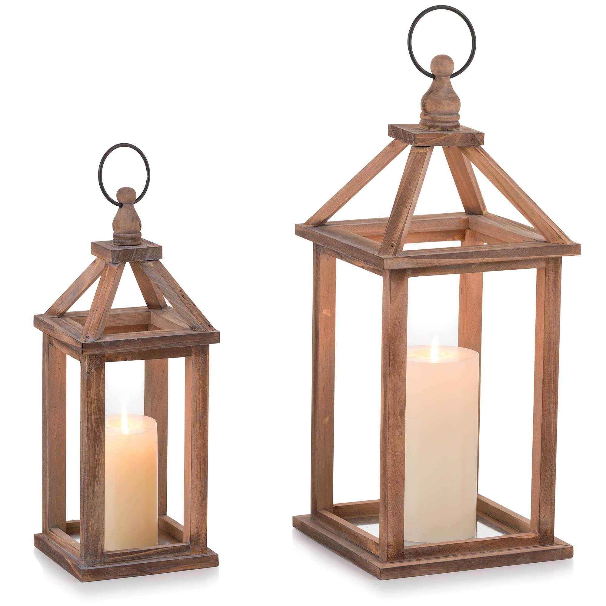 Amazon.com: Staymoment Wooden Decorative Candle Lanterns Set of 2 ...