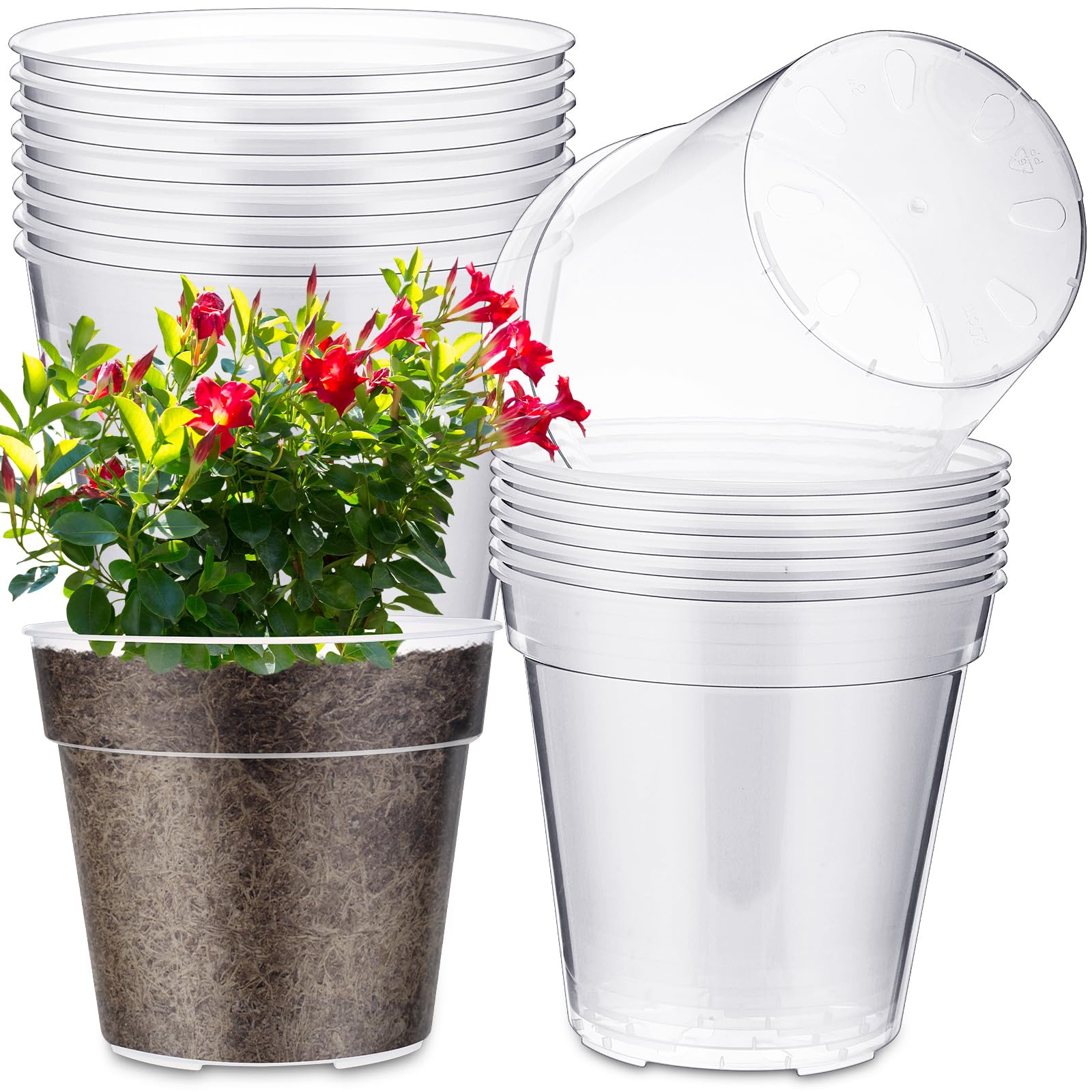 Amazon.com: Maxcheck 16 Pcs Thick Clear Nursery Pots for Plants ...