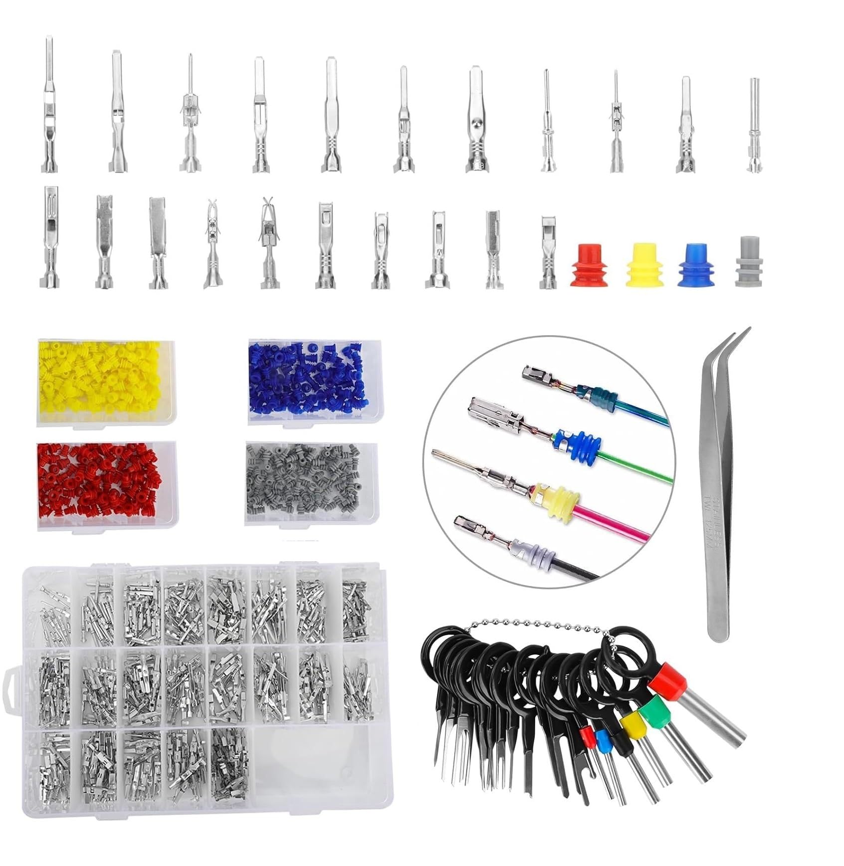 Amazon.com: 734PCS Car Electrical Wire Terminal Pins Connector Kit 1/1 ...