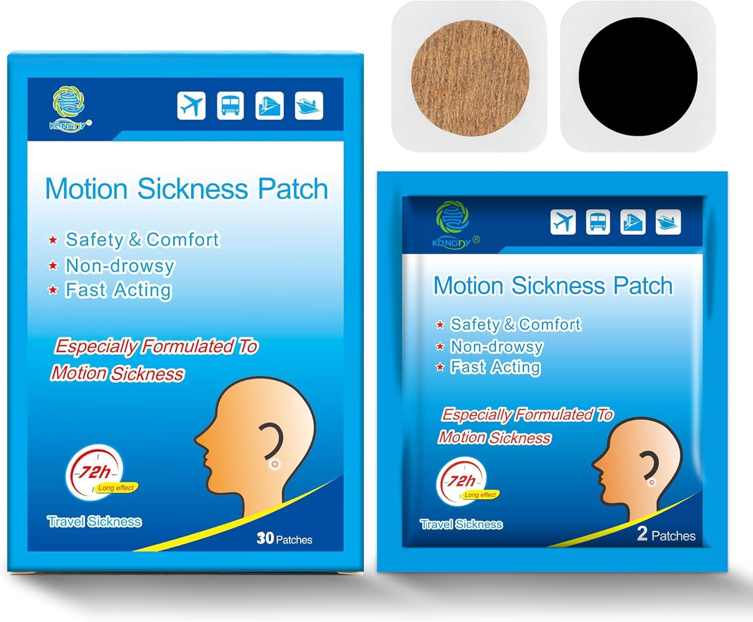 Amazon.com: KONGDY 30 Counts Motion Sickness Patches for Boat Rides, Car Trips, Airplane Travel ...