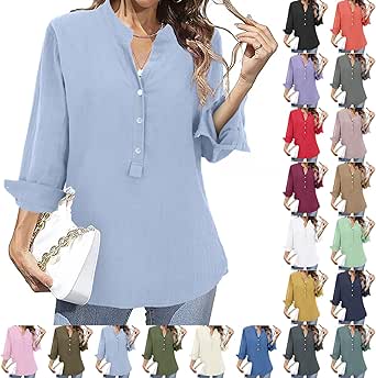 3/4 Length Sleeve Womens Tops Dressy Casual Blouses for Women 2025 ...