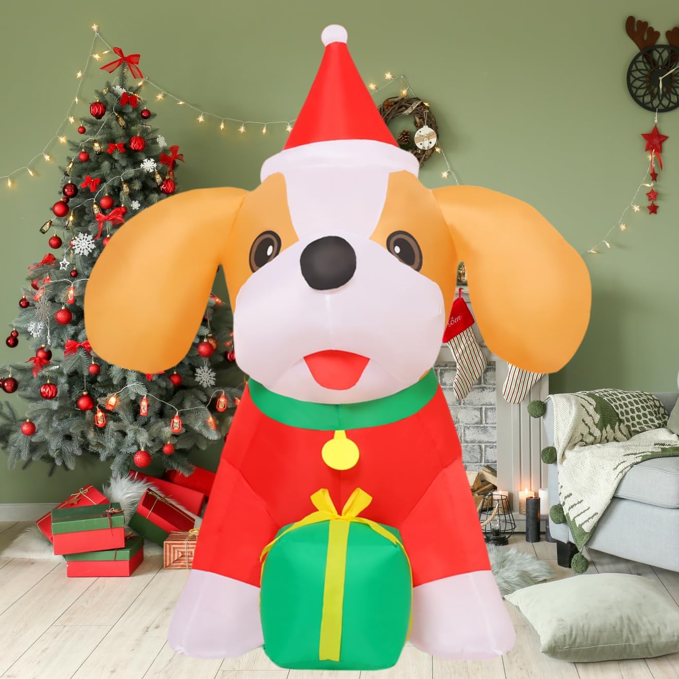 Amazon.com: COMIN 5 FT Christmas Inflatables Dog Outdoor Decorations ...