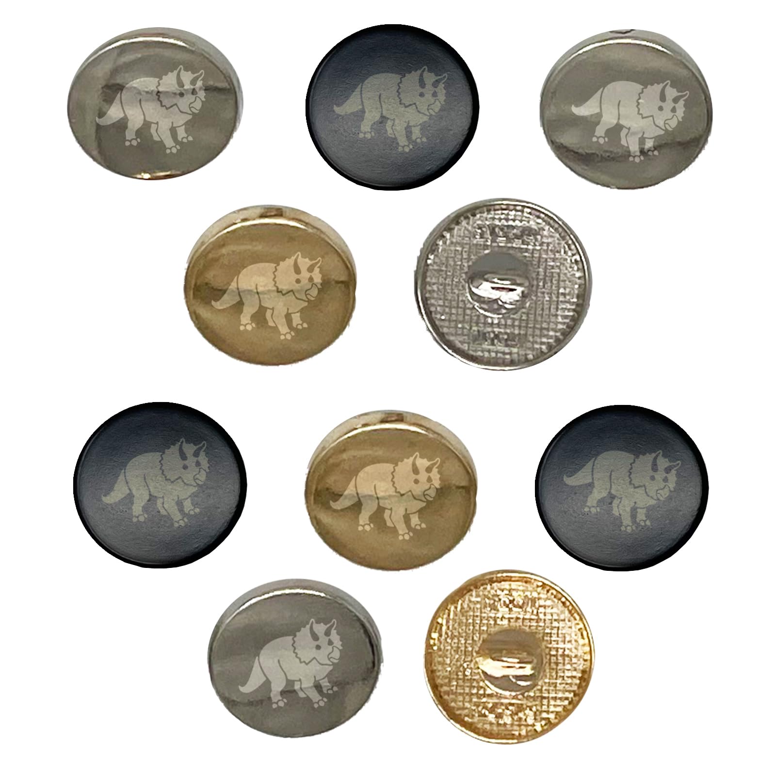 Amazon.com: Triceratops Dinosaur 0.6" (15mm) Round Metal Shank Buttons ...