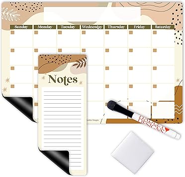 Amazon.com : Boho Large Magnetic Calendar for Fridge Dry Erase Board ...