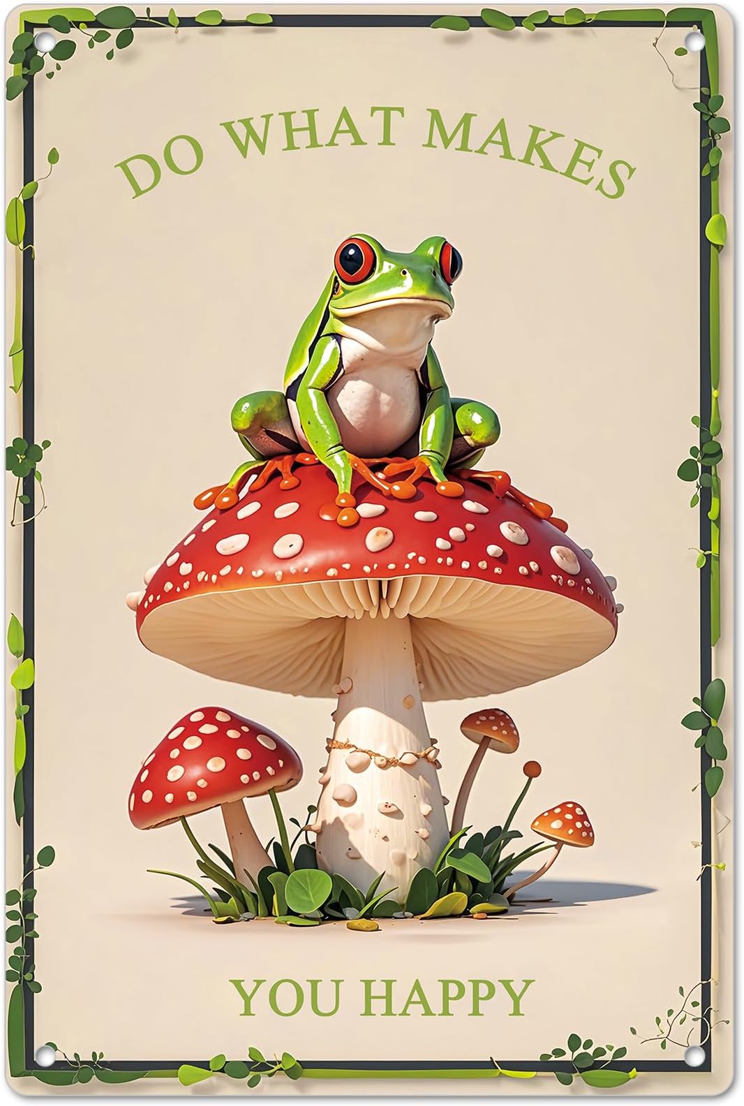 Amazon.com: Vintage Mushroom Tin Sign - Funny Frog Rustic Farmhouse ...