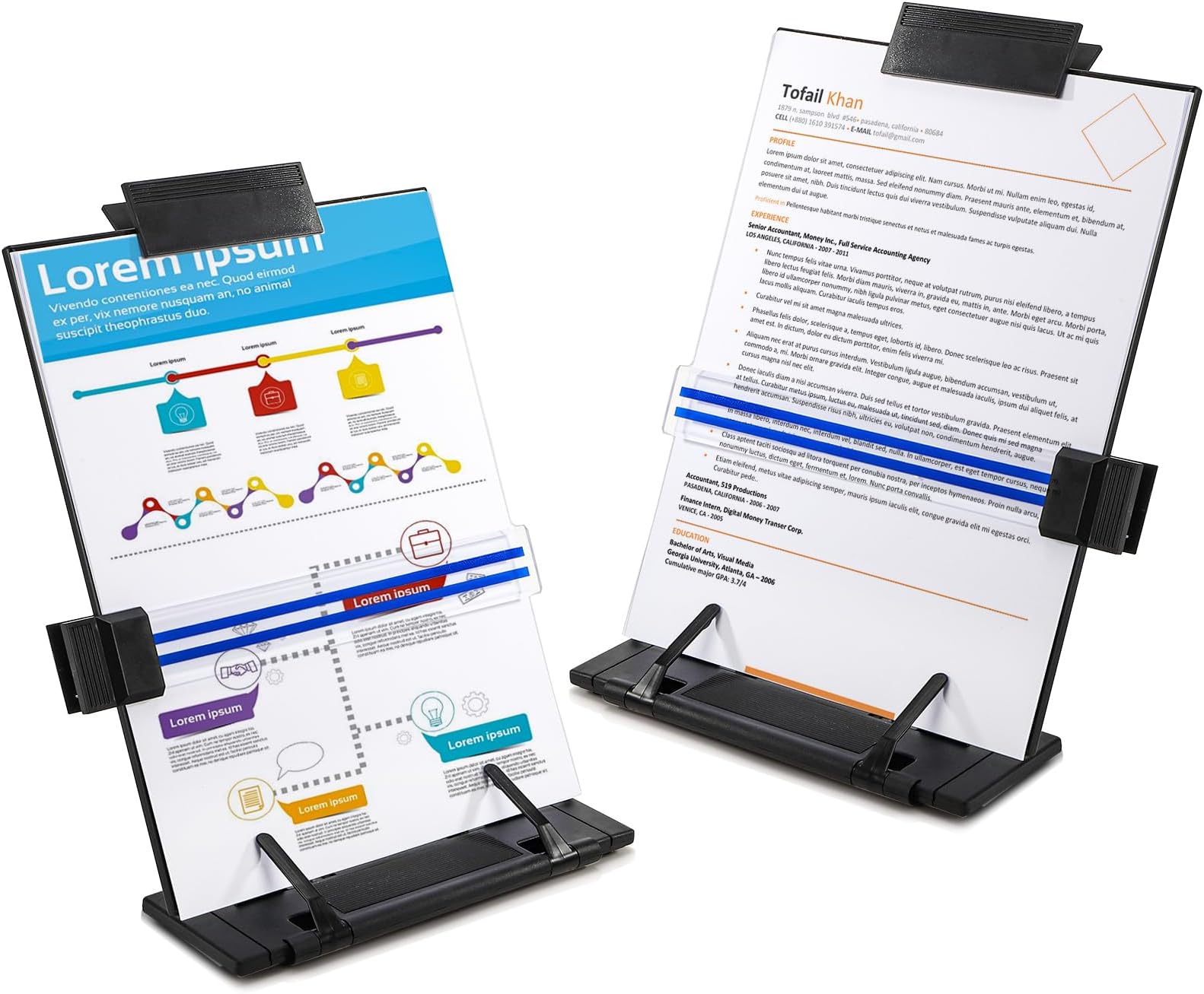 Lawei 2 Pack Desktop Document Holder with Adjustable Clip and Line ...