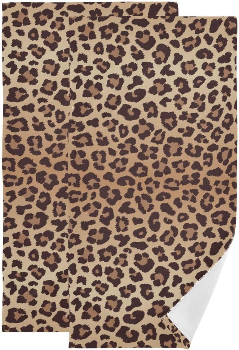 Amazon.com: NISENASU Leopard Print Hand Towels for Bathroom Set of 2 ...