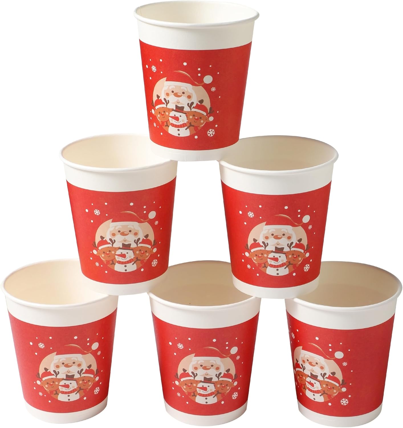 Komonee 96 x Christmas Themed Disposable Paper Party Cups Xmas Santa ...