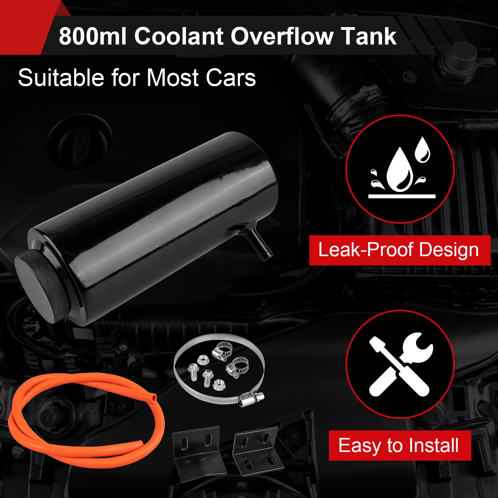 Snapklik.com : Coolant Overflow Tank, 800ml Aluminum Radiator Overflow ...