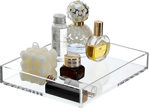Amazon.com: DINGHUO Acrylic Bathroom Tray, Clear 9.45x7.09x1.38in, Rectangular Perfume Tray for ...