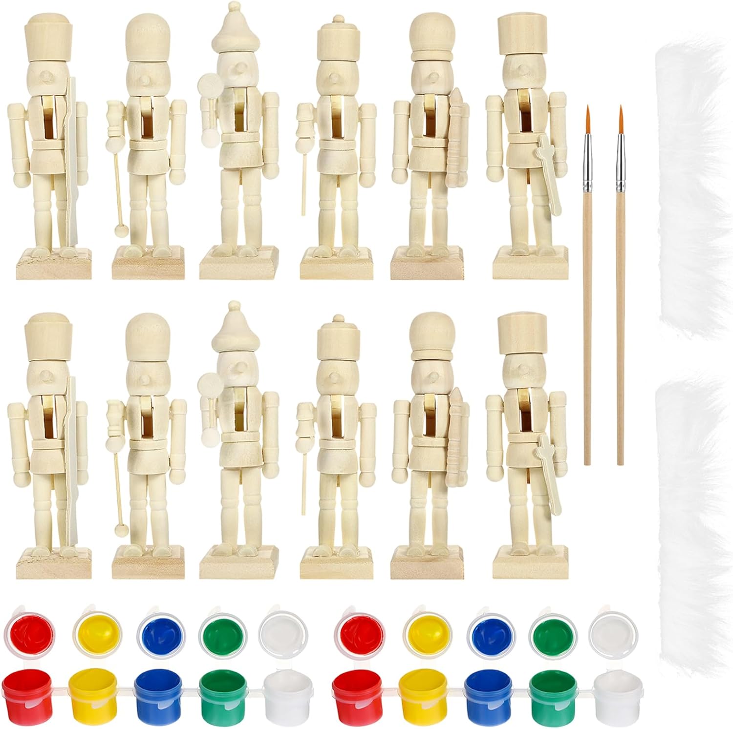 Amazon.com: PASOLABE Christmas Wooden Nutcrackers Unpainted Nutcracker ...