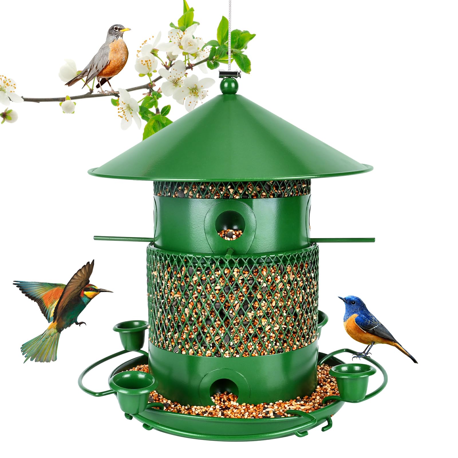 Glovios Vogelfutterspender Hängend 2.5L Wetterfest Vogelfutterhaus mit ...