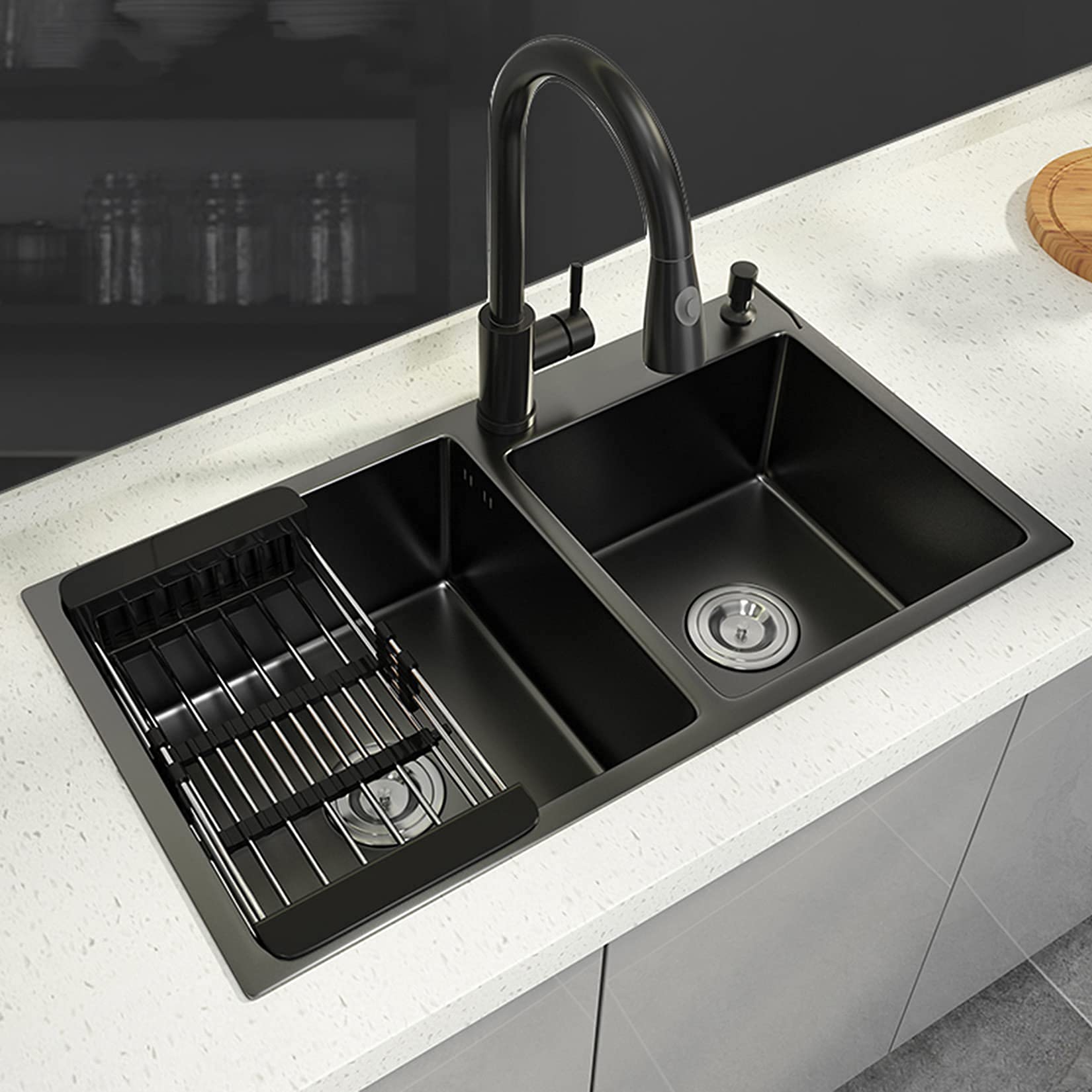 Buy Top- Drop-in Double Kitchen Sink, 304 Stainless Steel Sink Under ...