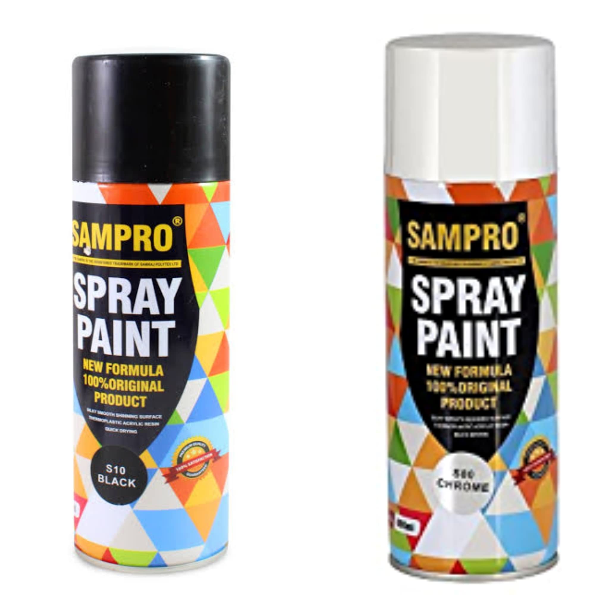Sampro Aerosol Multipurpose Black Spray Paint and Chrome Spray Paint ...