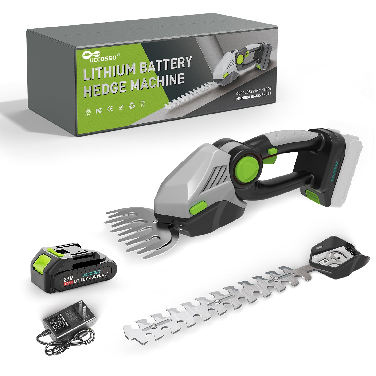 Amazon.com : Cordless Hedge Trimmer,21v Electric Grass Shears & Shrub ...