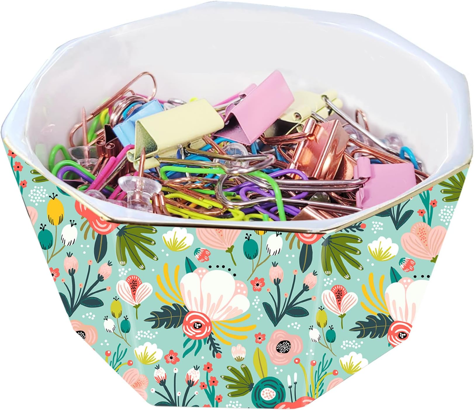 Amazon.com : LEAZUL Ceramic Paper Clip Holder With Gold Line Geometric ...