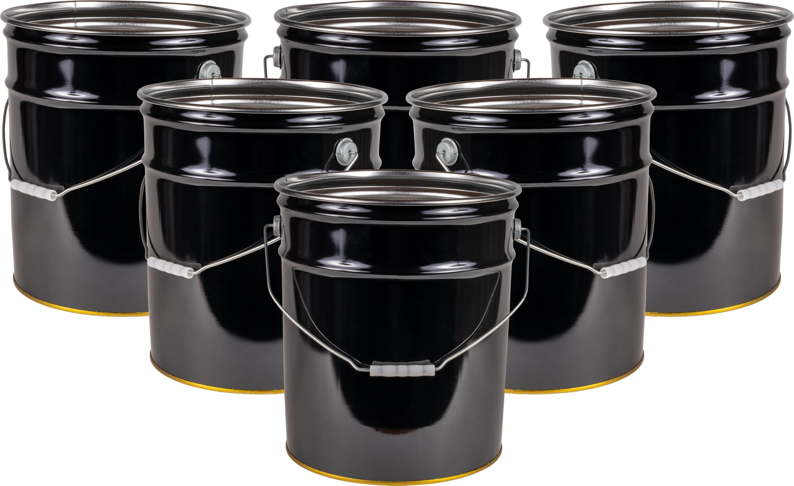 Amazon.com: ATERET 5 Gallon Black Metal Bucket & Lever Lock Pail Lid ...