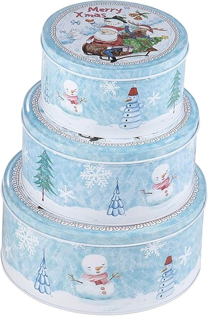 Amazon.com: Juvale Christmas Nesting Cake Tins - 3-Set Round Nested ...