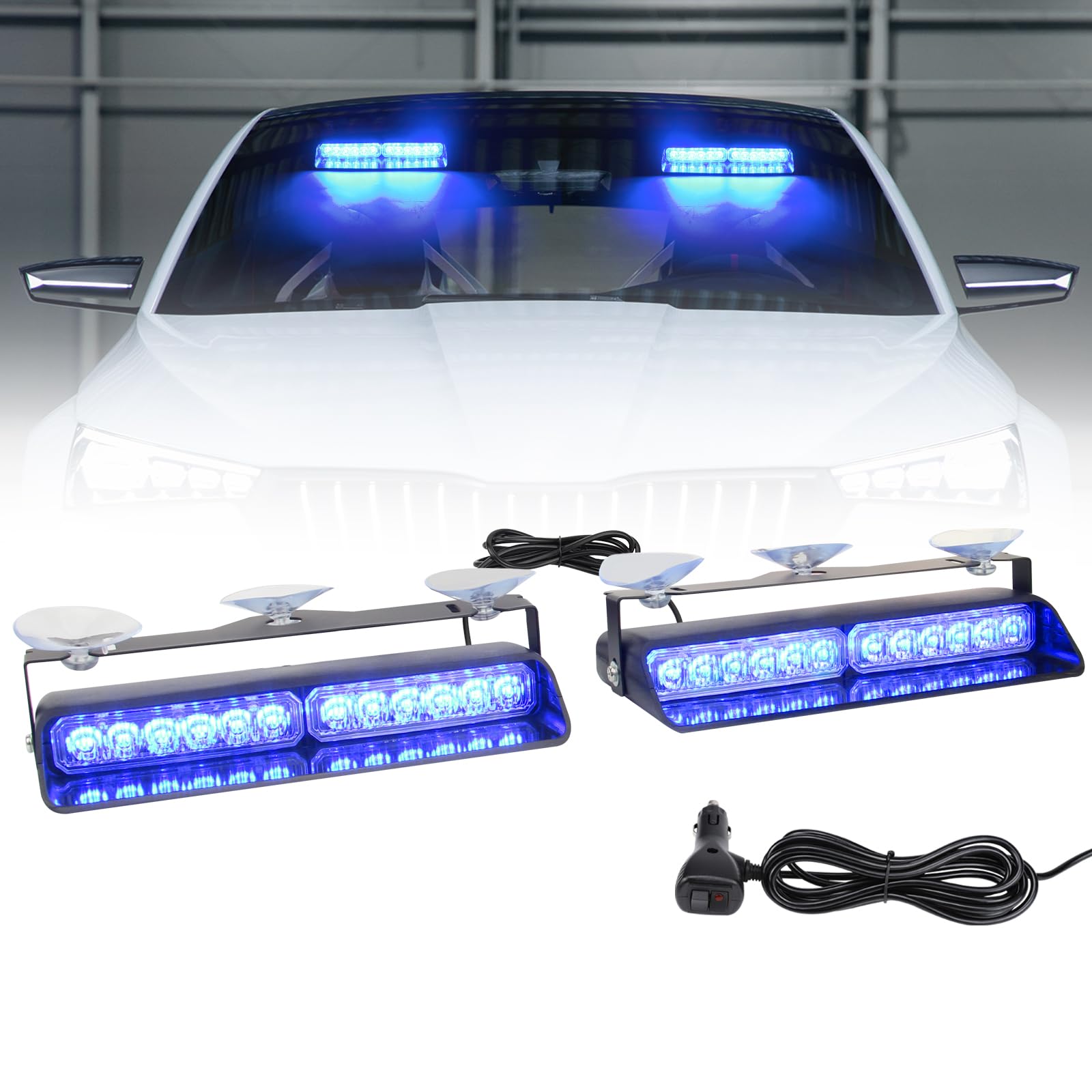 I LITTON 2-IN-1 Blue LED Windshield Strobe Lights, 2 x 8.4 Inch Ca ...