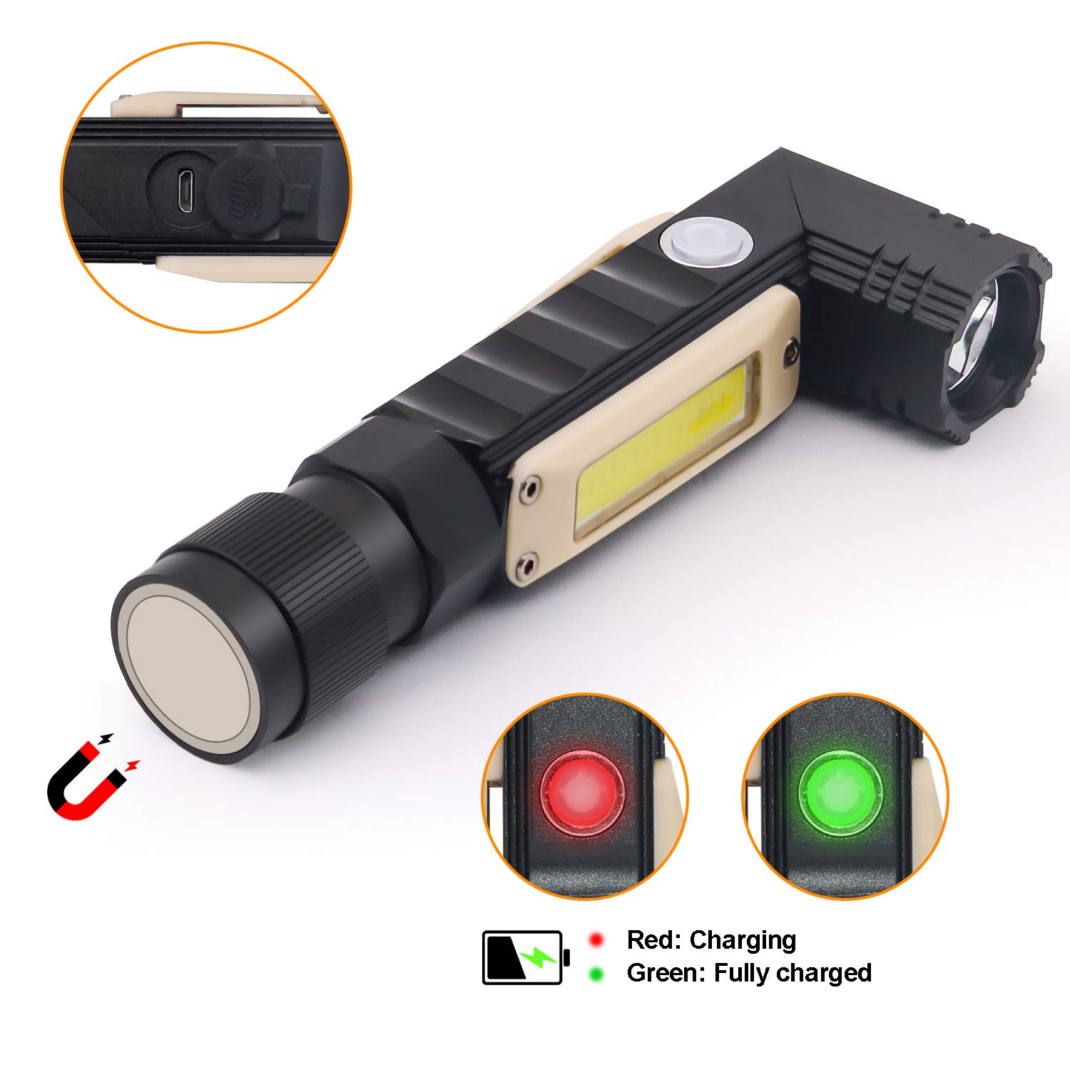 Rechargeable Flashlight, Ultra Brightest Handheld COB LED Tactical ...
