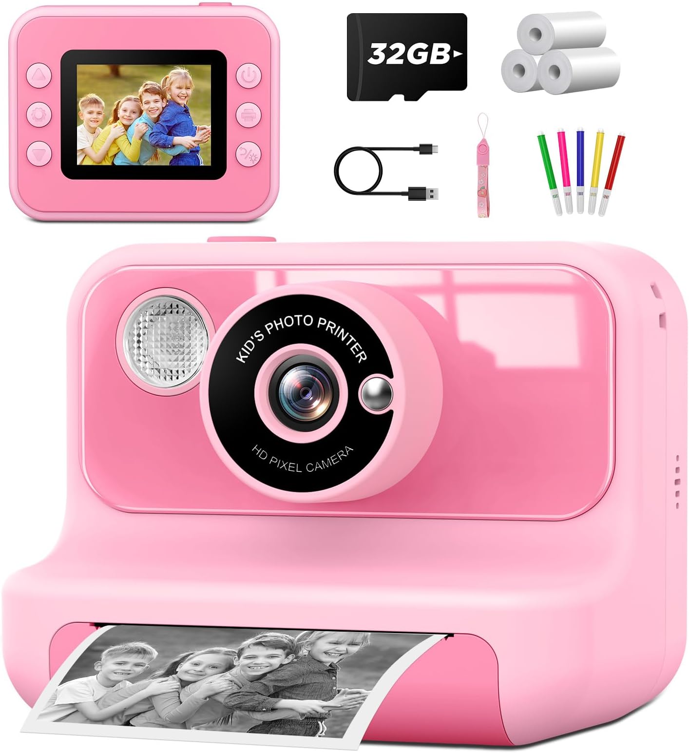 Amazon.com : LETSHAHA Kids Camera Instant Print, Christmas Birthday ...
