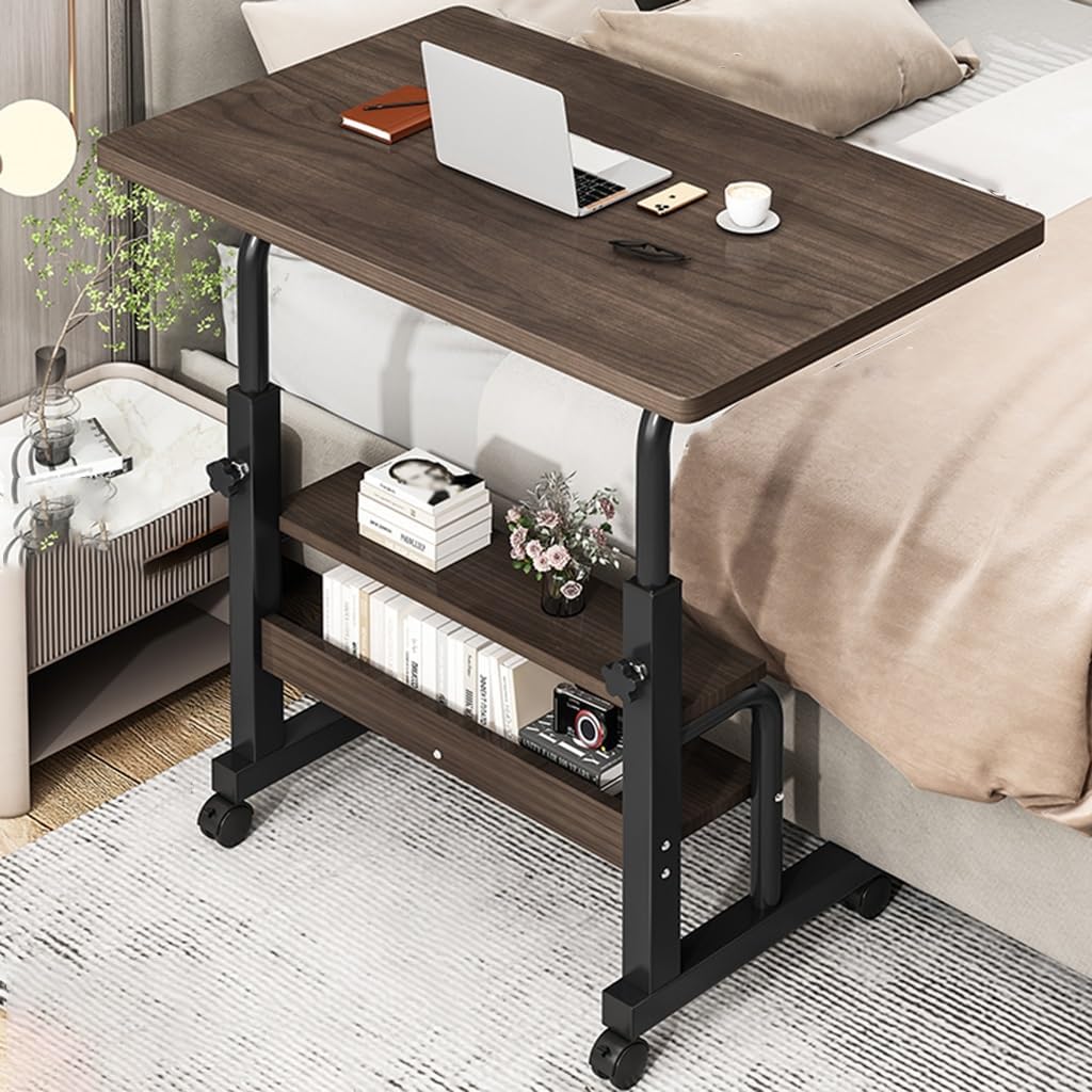 Adjustable Height Mobile Computer Desk for Small Space Rolling Writing ...