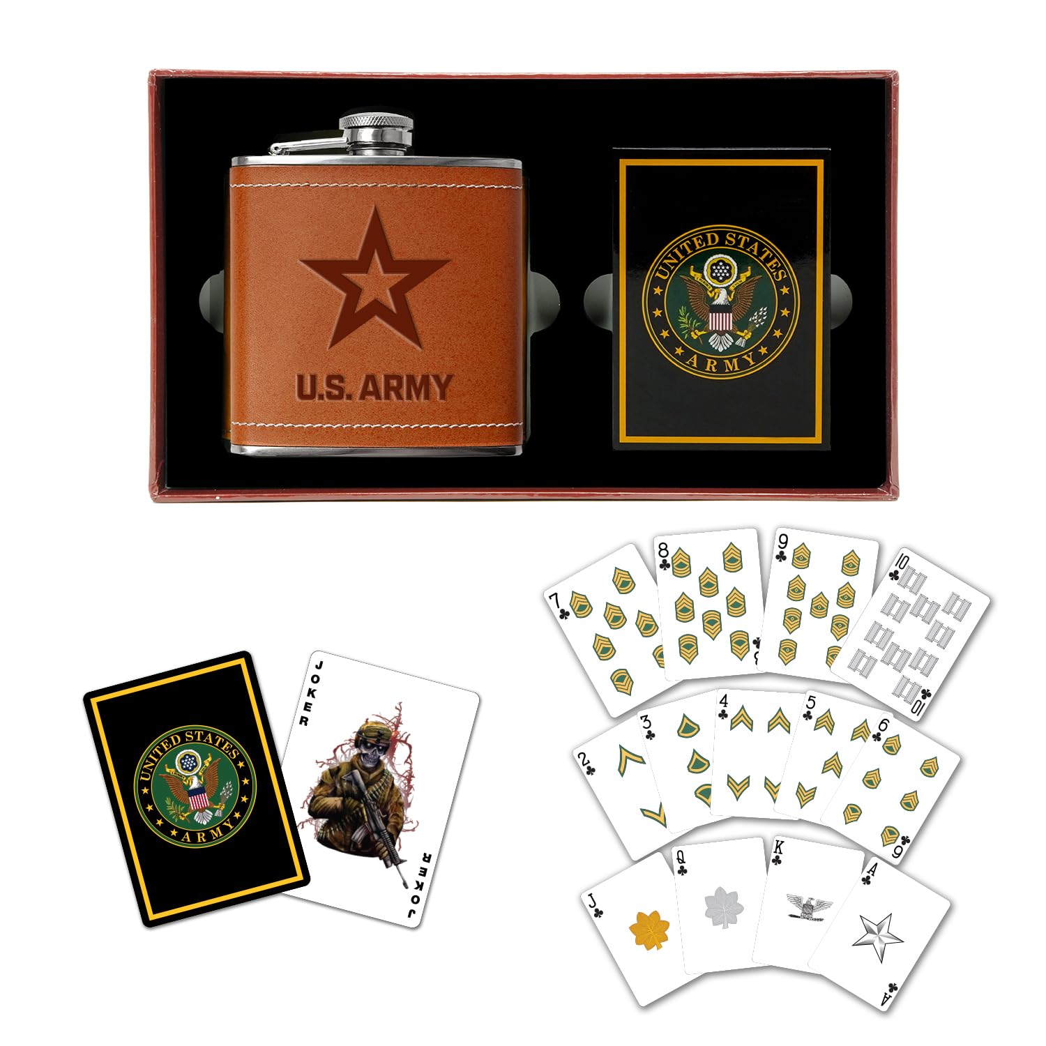 Amazon.com: US Army Flask & Card Set Leather-Wrapped Army Flask with ...