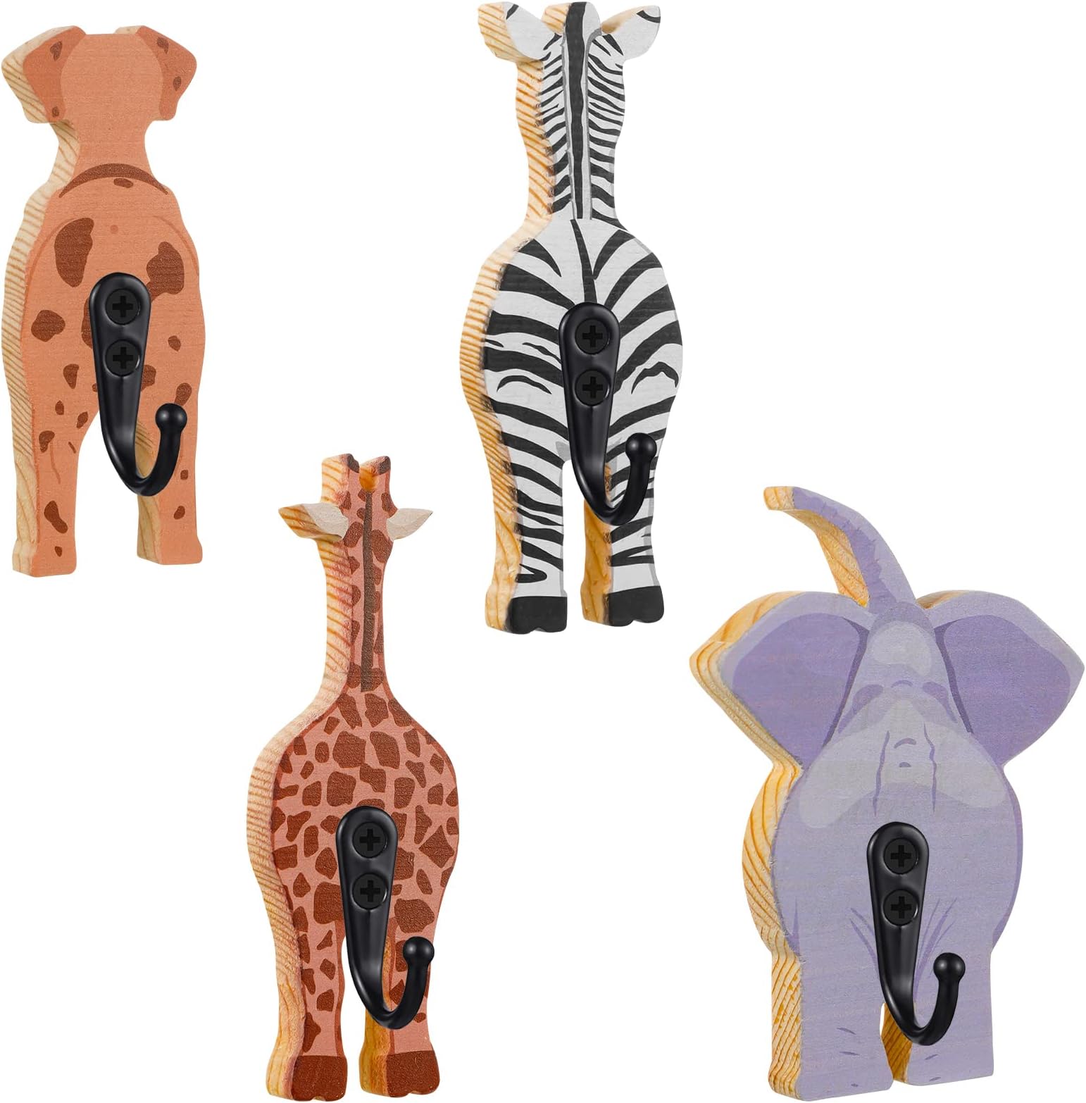 Amazon.com: Qunclay 4 Pcs Safari Animal Wall Hooks Decorative Coat Wall ...