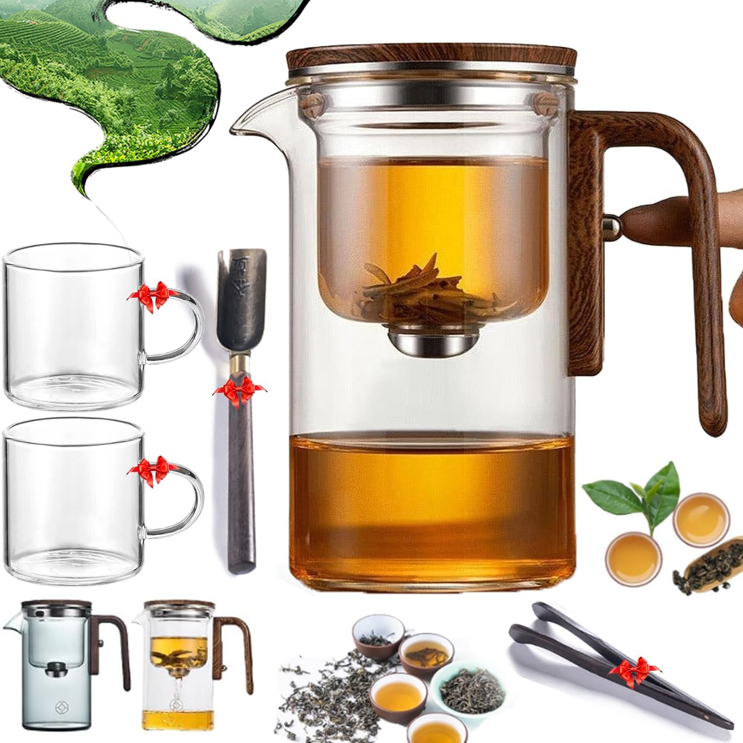 Amazon.com | One Click Magnetic Switch Tea Separation Filtration Glass ...