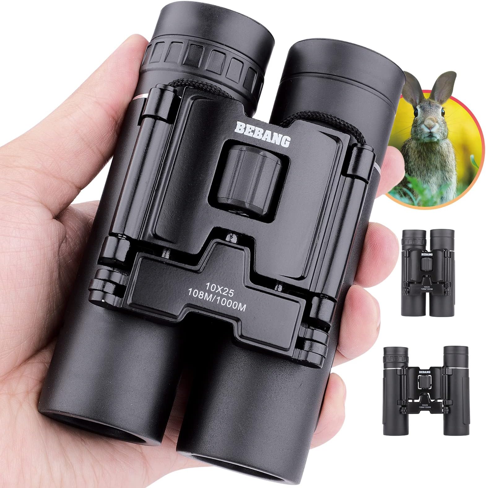 BEBANG Compact Small Binoculars for Adults Kids, 10x25 Mini Pocket ...
