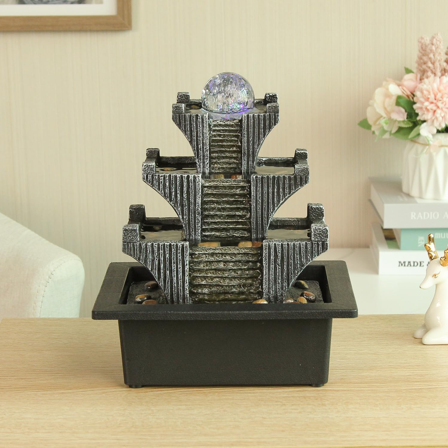 Amazon.com: TiCin USB Powered Spinning Orb Rock Cascading Tabletop ...