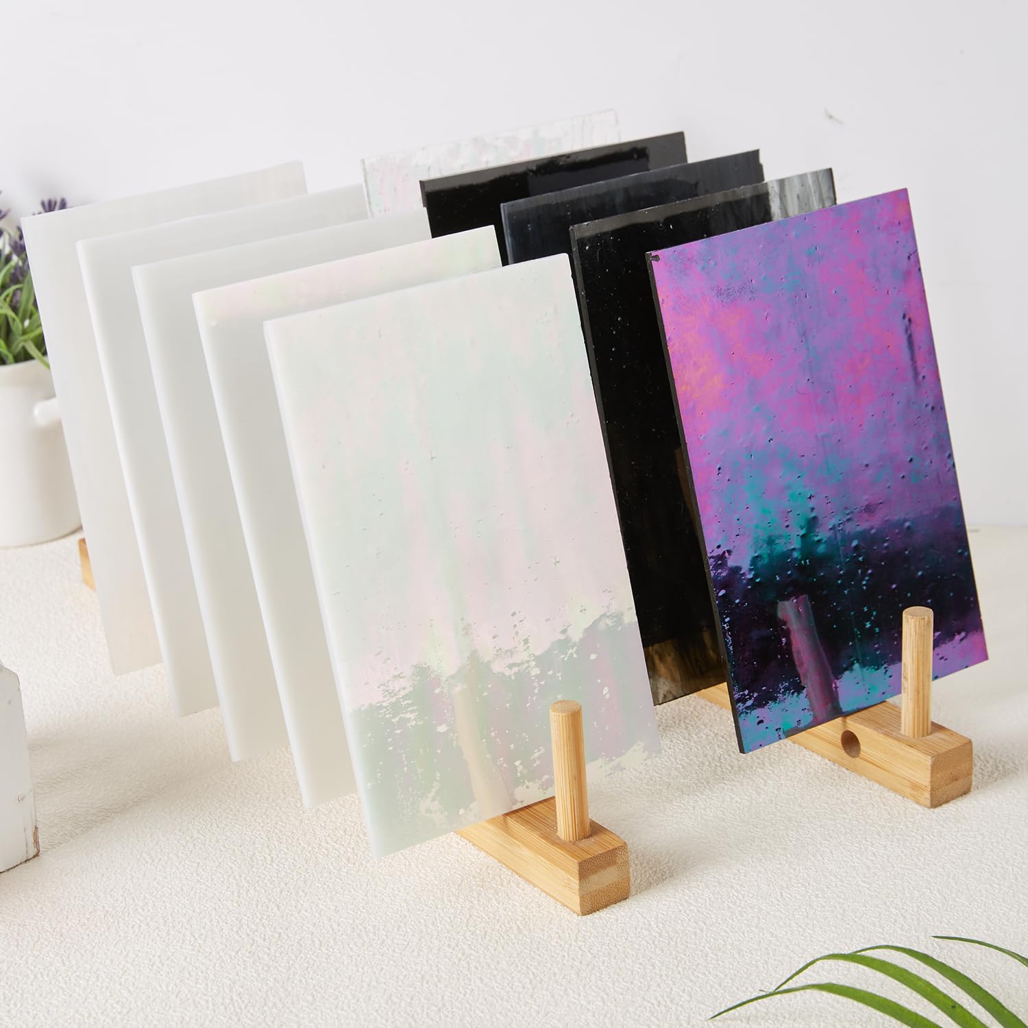 Snapklik.com : Lanyani Variety Black And White Stained Glass Sheets Assortment