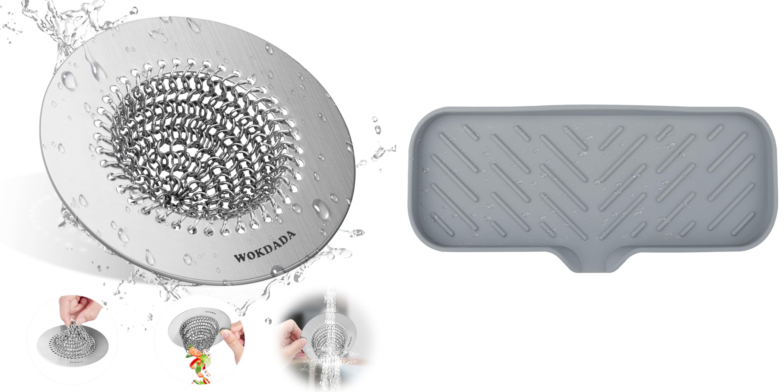 1 PCS Kitchen Sink Drain Strainer, Flippable Mesh Sink Strainer & 1 PCS ...