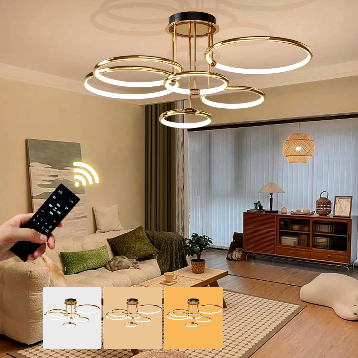 WJYCYN Dimmbar LED Deckenleuchte Modern Design Deckenlampe 3000K-6500K ...
