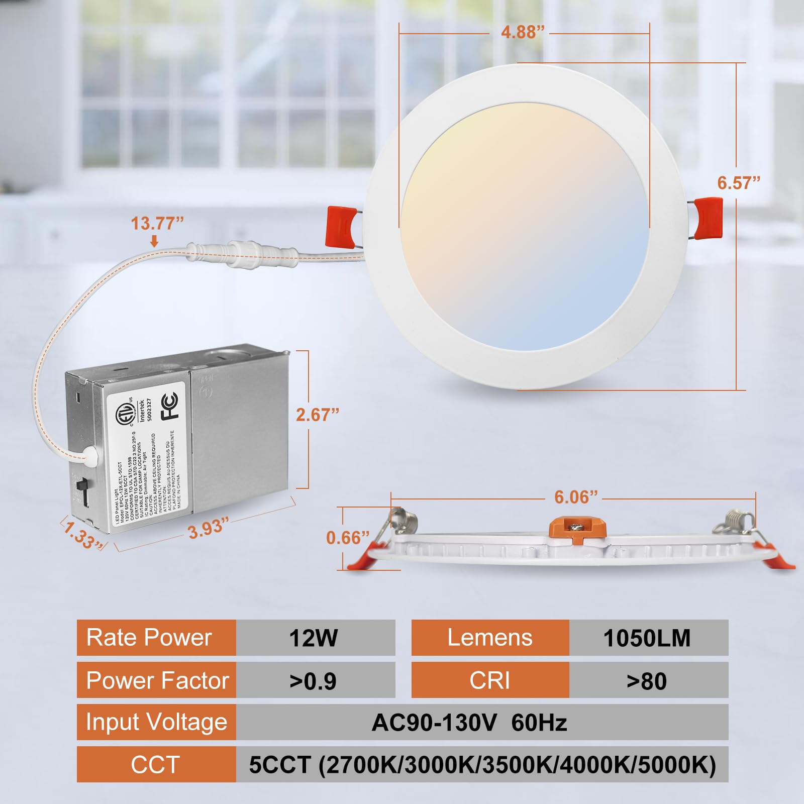 Snapklik.com : AKT LIGHTING 24 Pack 6 Inch 5CCT Ultra-Thin LED Recessed ...