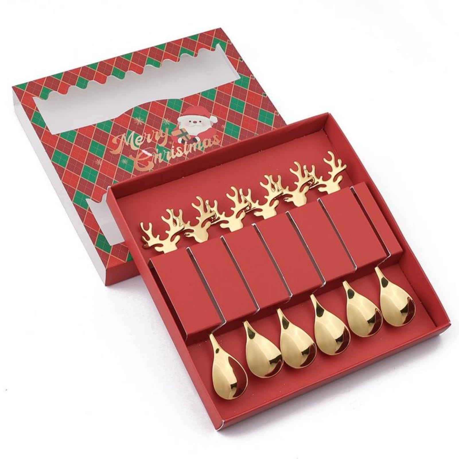 Amazon.com: Christmas Spoons 6PCS Stainless Steel Christmas Tree Santa ...