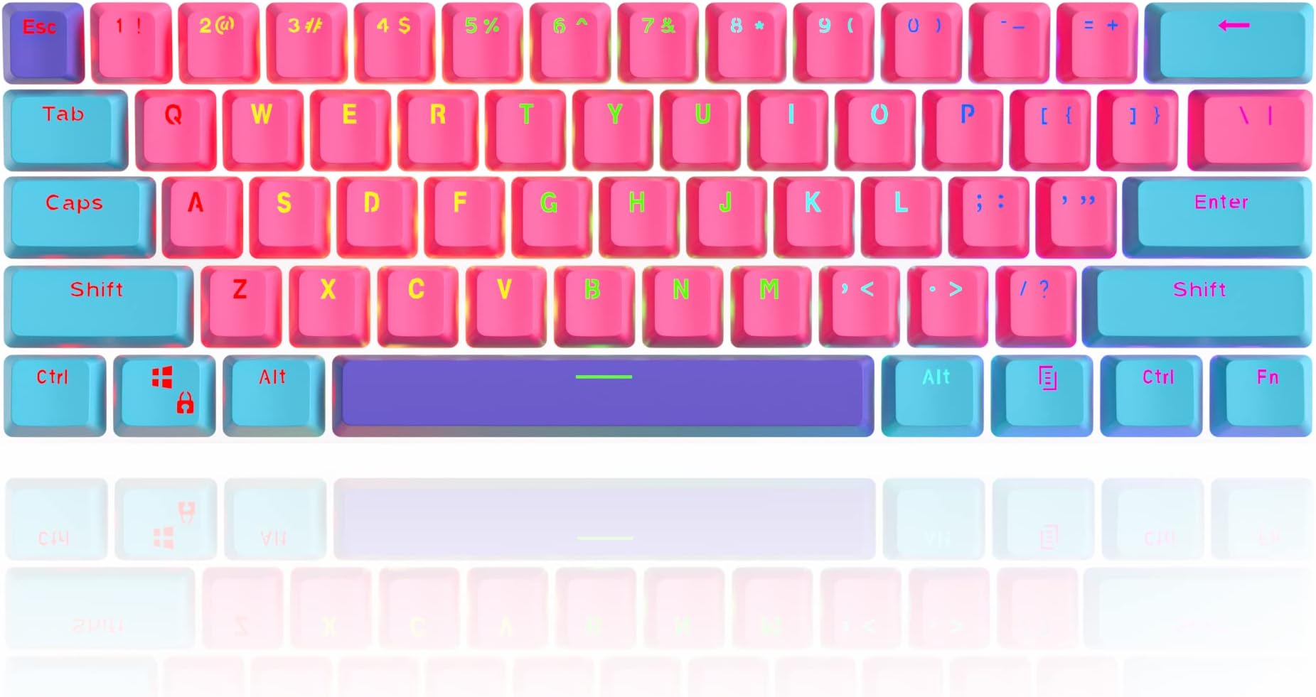 Amazon.com: Ussixchare Backlit Keycaps 60 Percent 87/104 PBT Key Caps ...