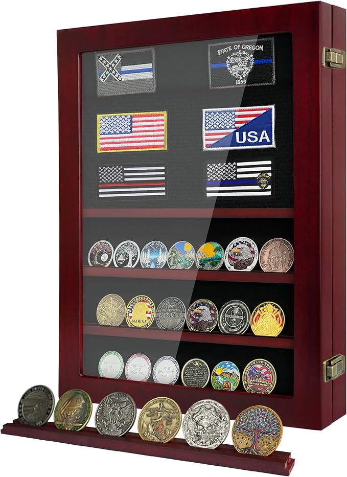 Amazon.com - ASmileIndeep Military Challenge Coin Display Case 6 Rows ...