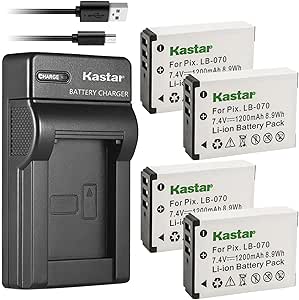 Amazon.com : Kastar 4-Pack Battery + Slim USB Charger for LB-070 LB070 Battery and Pixpro AZ651 ...