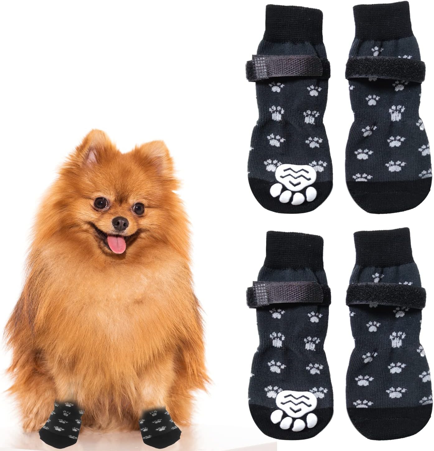 ALLY-MAGIC Anti Slip Dog Socks, 2 Pairs Paw Protector Boots with ...