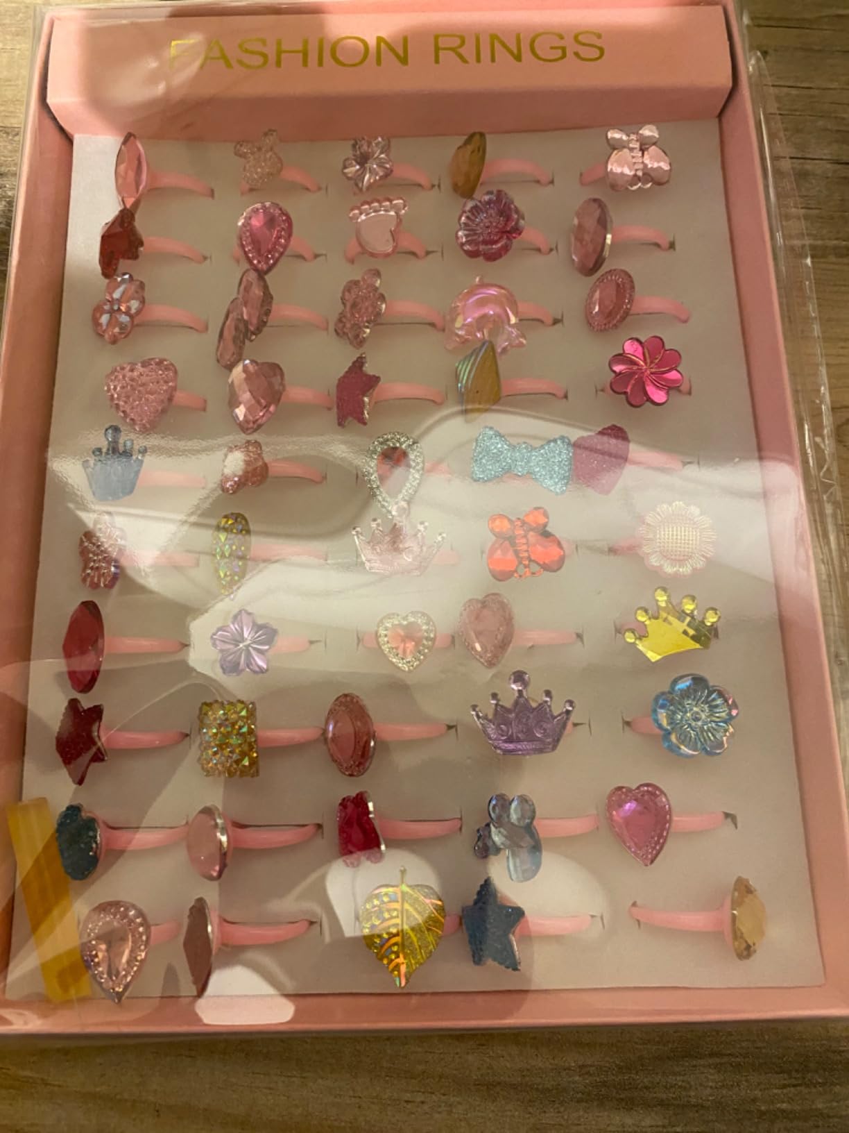 FRIUSATE 50 Pcs Girl Rings Set Adjustable Toy Rings For Girl, Jewel ...