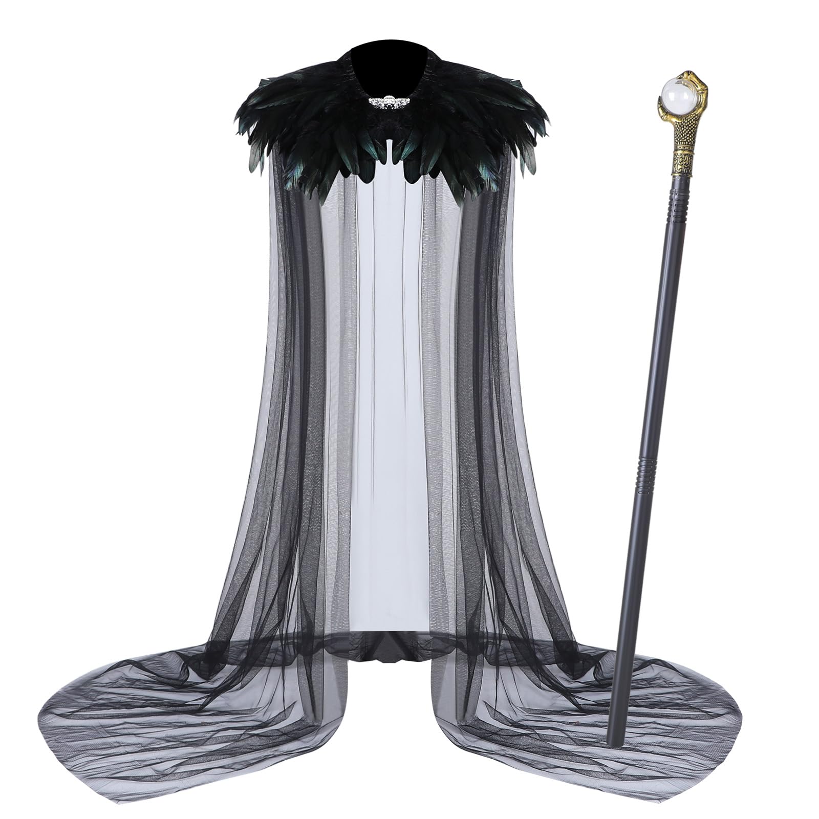 Amazon.com: Xtinmee 2 Pcs Halloween Costumes Cosplay Feather Collar ...