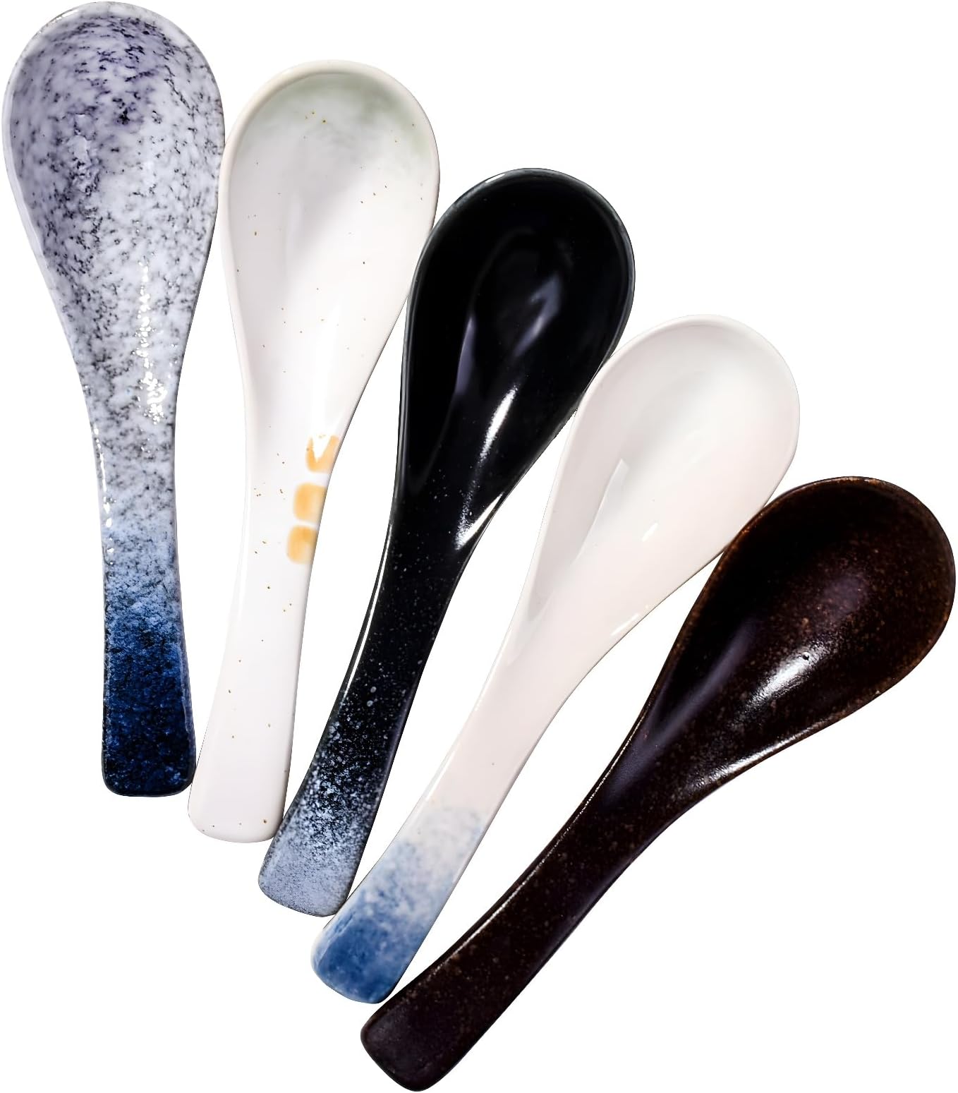Amazon.com: Cerficer Ceramic Soup Spoons Japanese Ramen Spoon Set of 5 ...