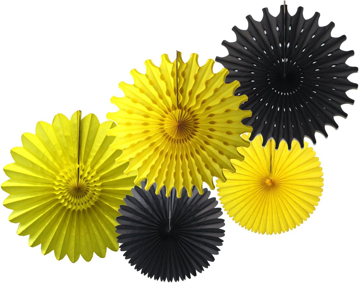 Amazon.com: 5-Piece Tissue Paper Fans, Bee Black Yellow