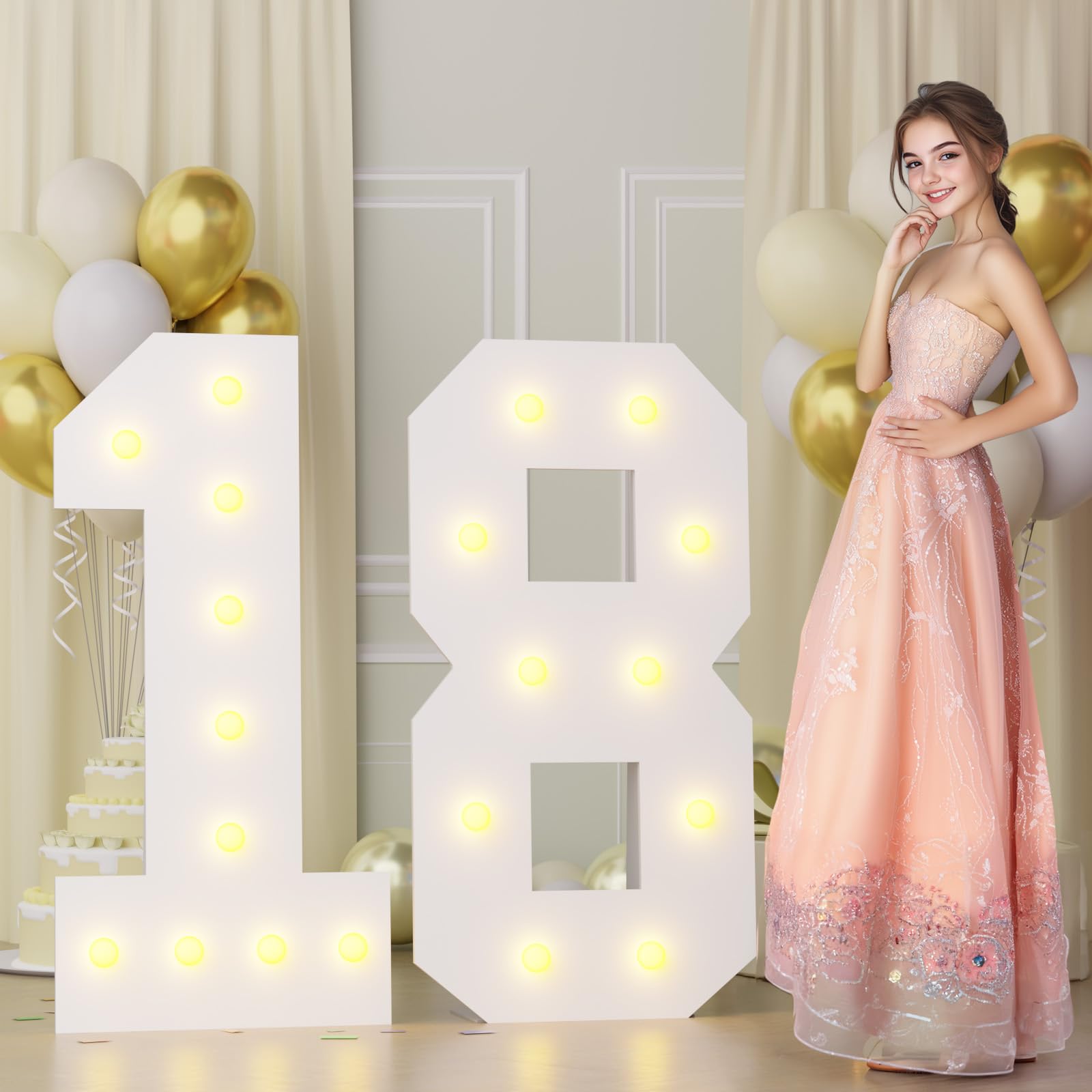 Amazon.com: Bugame 4FT 18 Marquee Numbers, Big 18 Light Up Numbers for ...