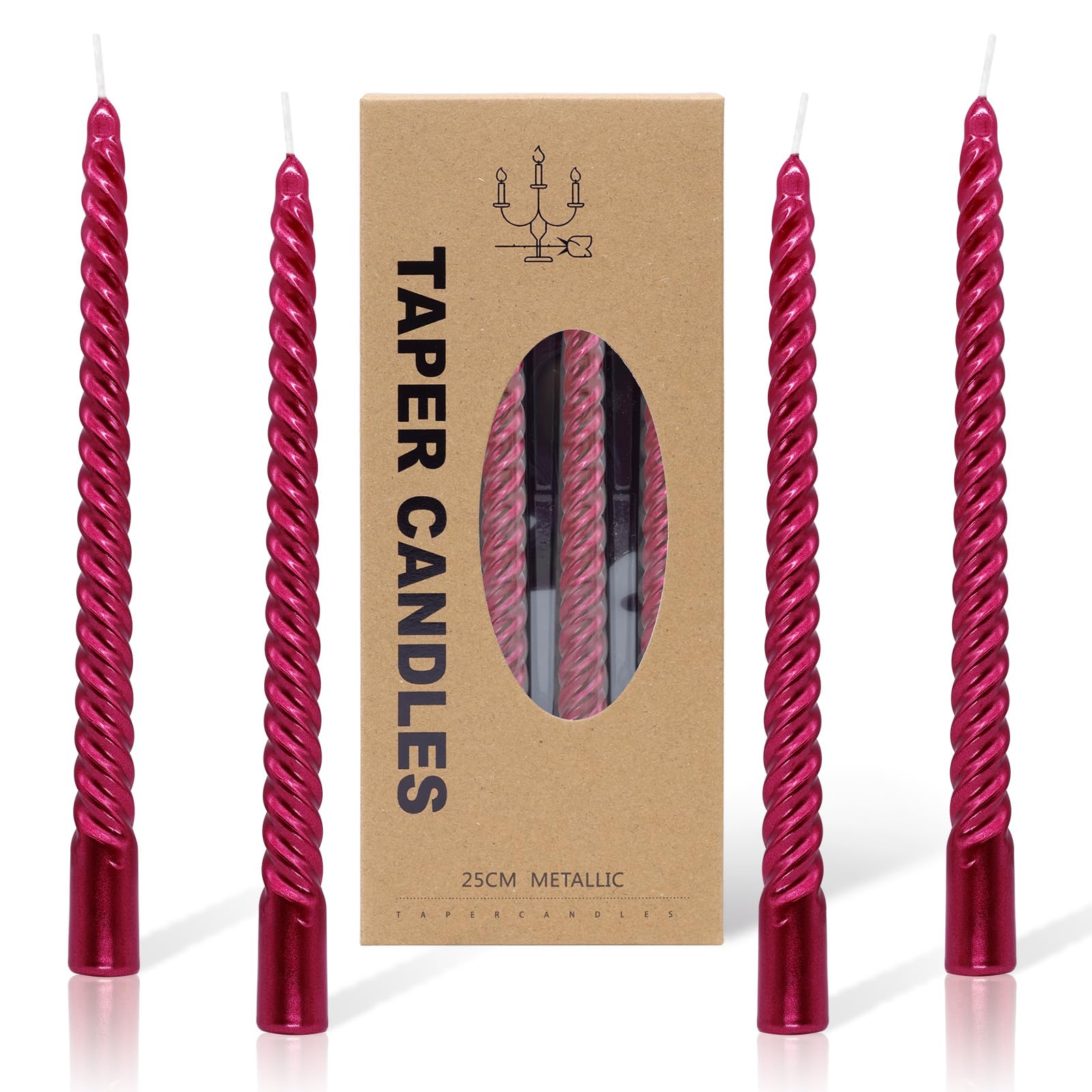 Alederways Dinner Candles, Red Tapered Candles Pillar Spiral Twisted ...