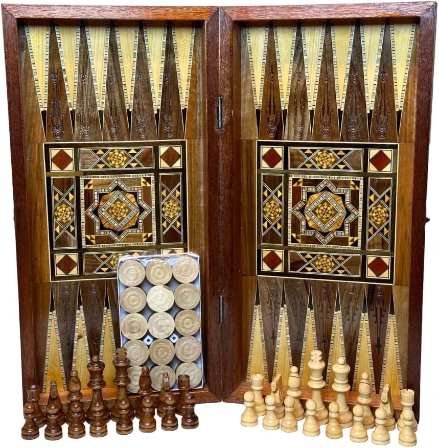 Amazon.com: Walnut Backgammon Set and Chess Board from Lebanon ...