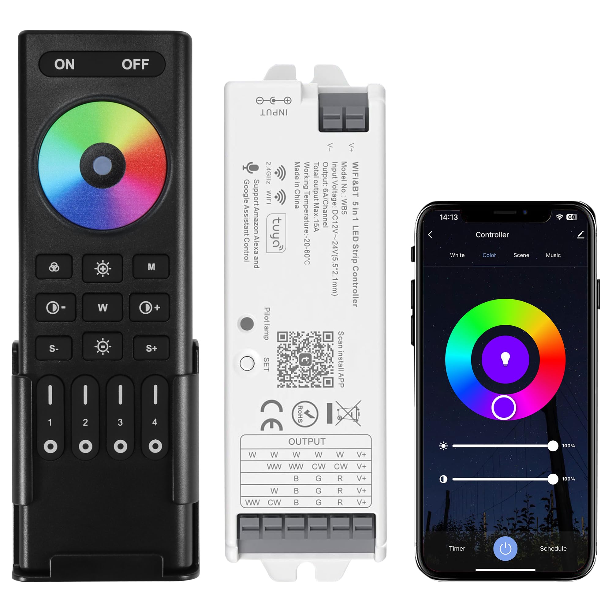 Amazon.com: XXK WB5 WiFi PWM 12V/24V LED Controller with RC03RFB RF ...