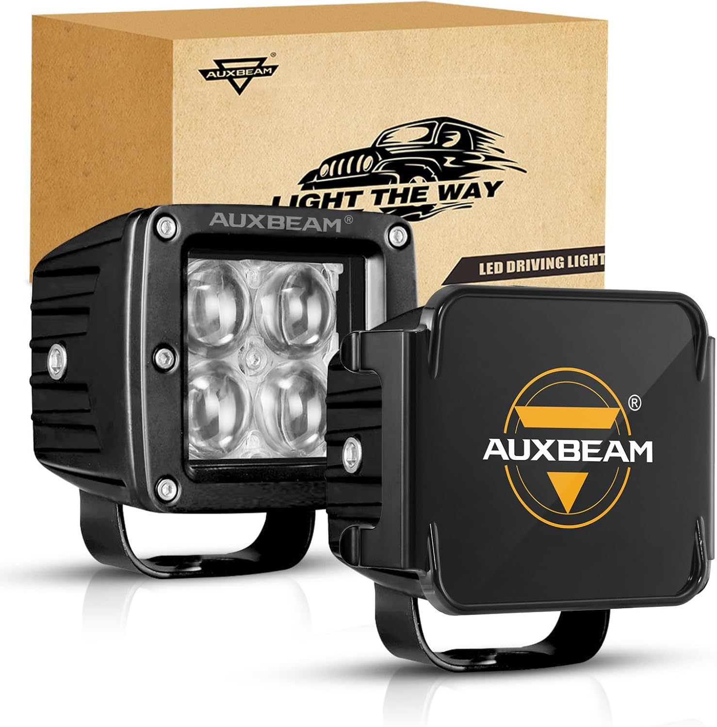 Amazon.com: Auxbeam 3 inch 20W LED Pods with Black Light Covers Bundle ...