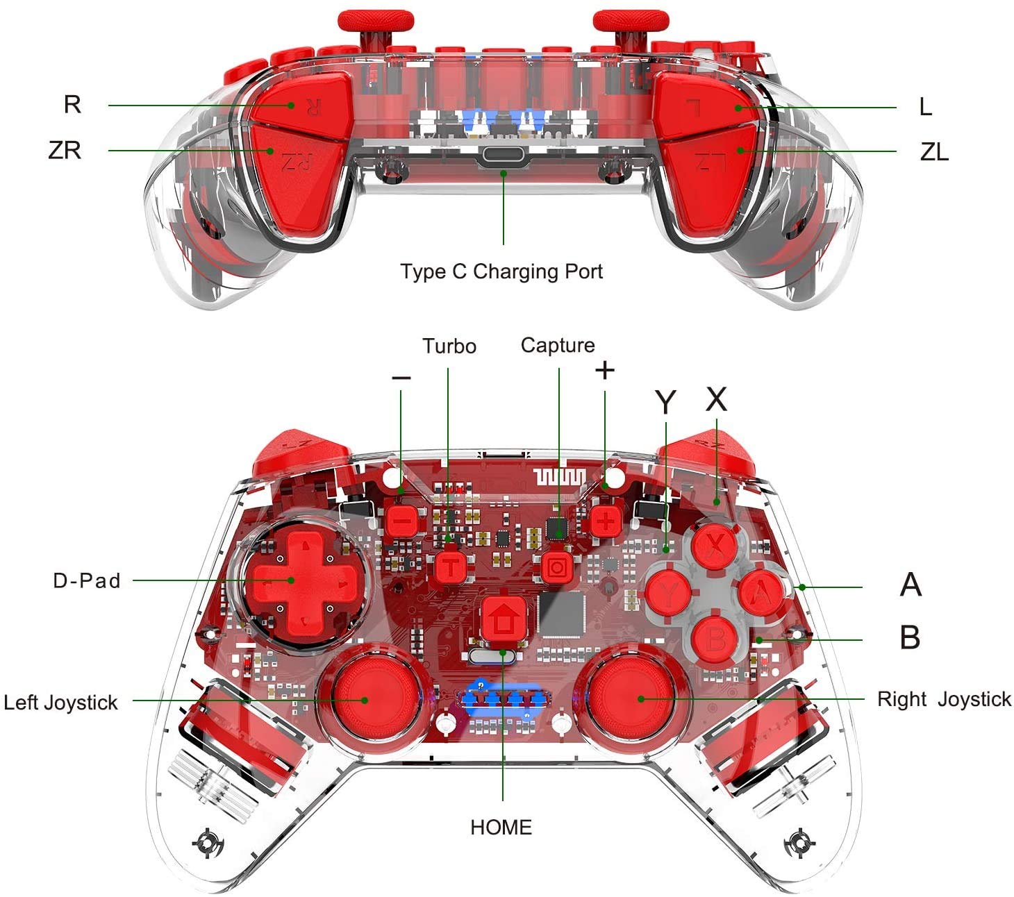 MICROMINI X-Ninja Wireless Controller Transparent for Nintendo Switch ...